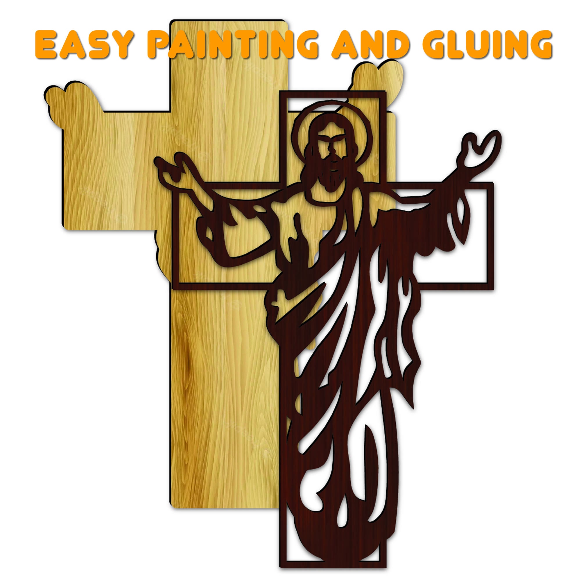 2-layer Jesus and Cross Laser Cut Files. Jesus Cross File for - Etsy UK