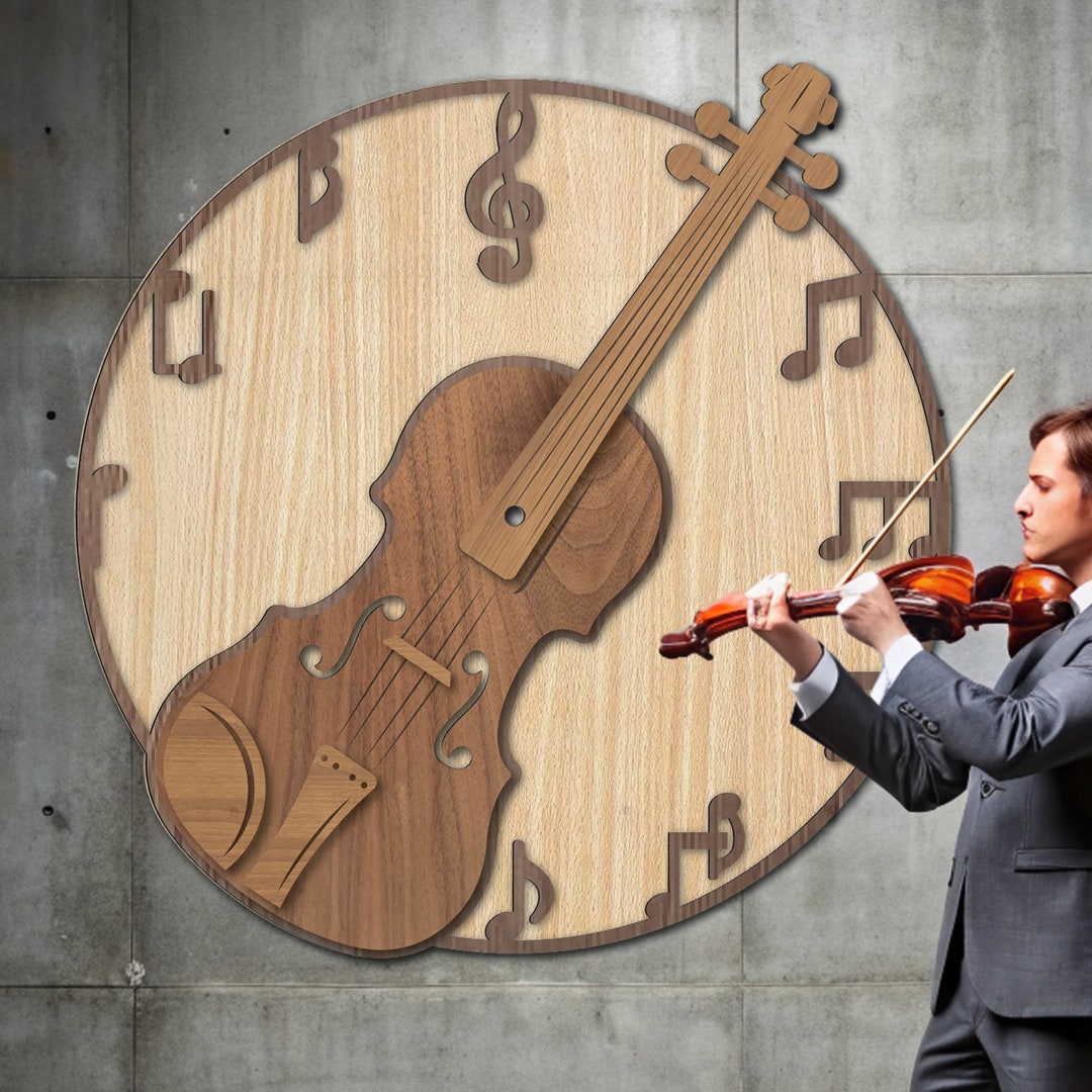 Violin Wall Clock Laser File. Violin Wall Art Cricut File. Violin Wall ...