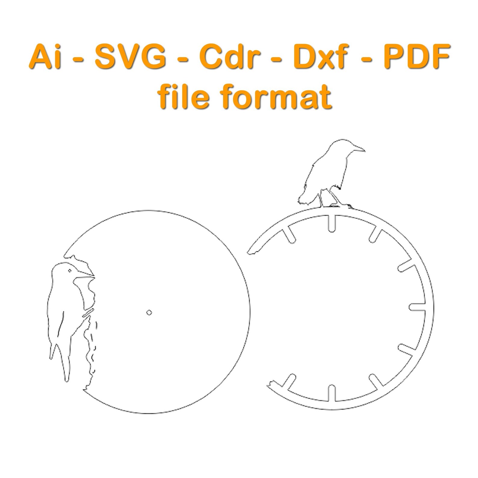 Wall Clock With Bird Laser Cut File. Laser Cut Project Plan. | Etsy