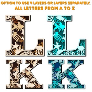 Underwater Themed Alphabet Set Laser Cut File. Sea Letters With Layer ...