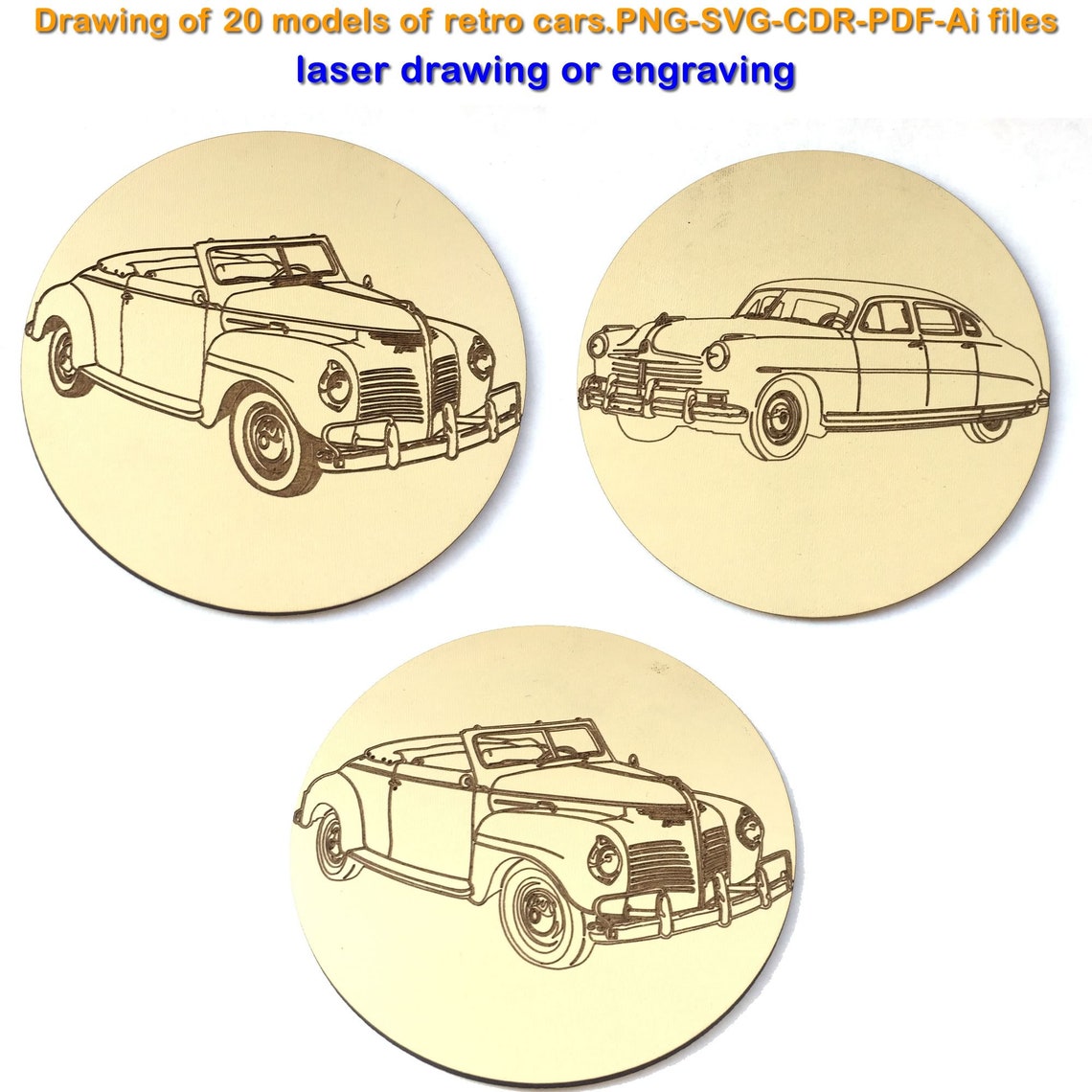 Laser Cut Coastersretro Car Vintage Cars Vector File. PNG - Etsy