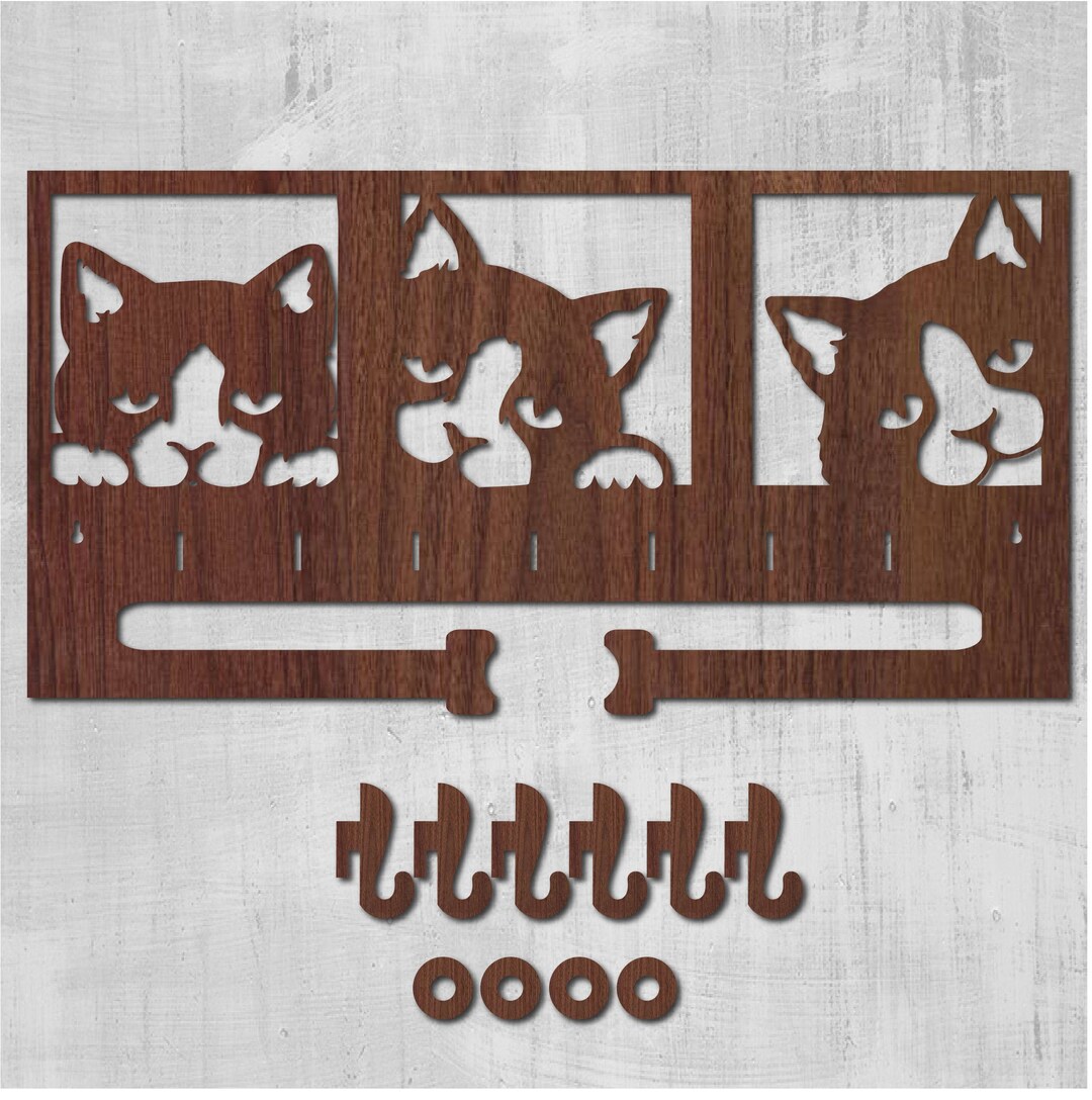 Key Hanger for Wall. Cat Leash Holder. Svg - Cdr - Dxf - Pdf - Ai File ...