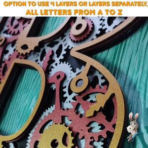 Gear Font Alphabet Set Laser Cut File. Gear Letters With Layer Options ...