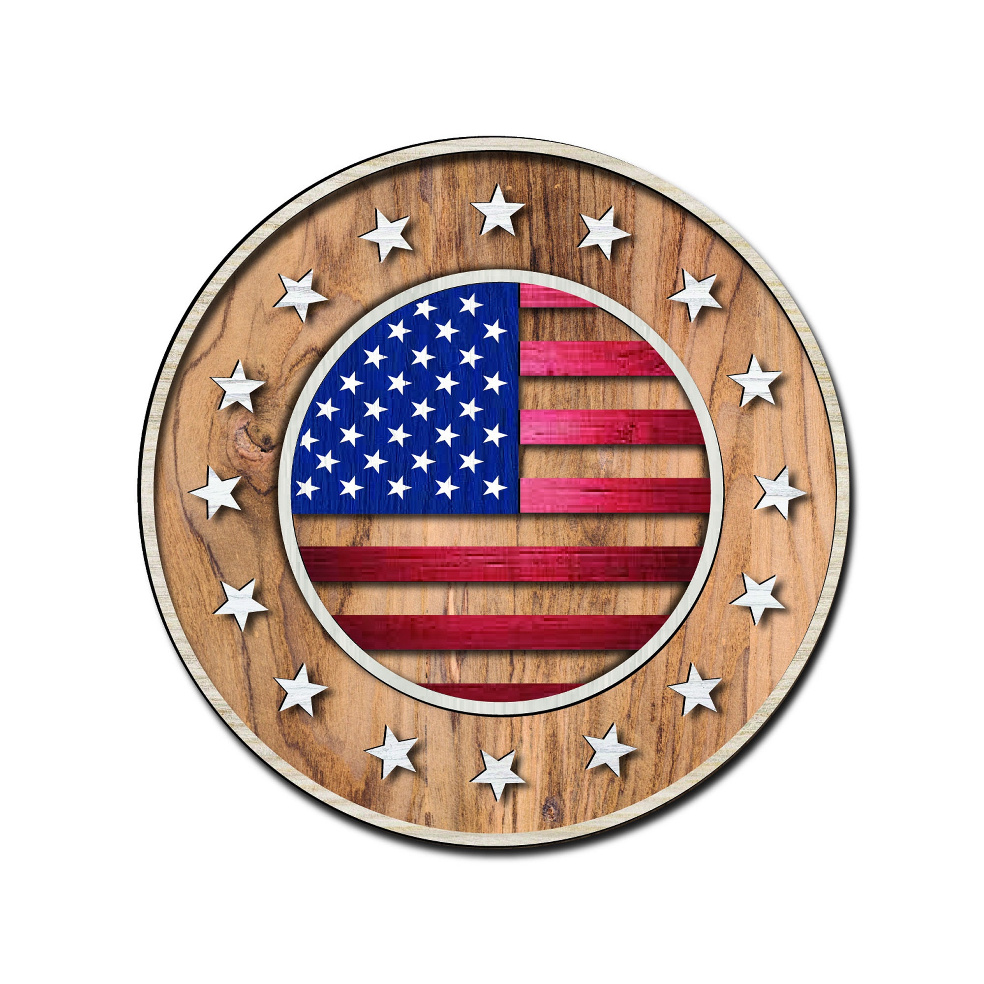USA Flag Sign for Wall, Laser Cut File. Two Layers Easy to Cut and Dye ...