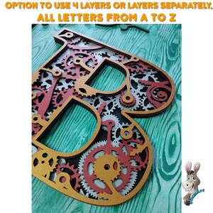 Gear Font Alphabet Set Laser Cut File. Gear Letters With Layer Options ...