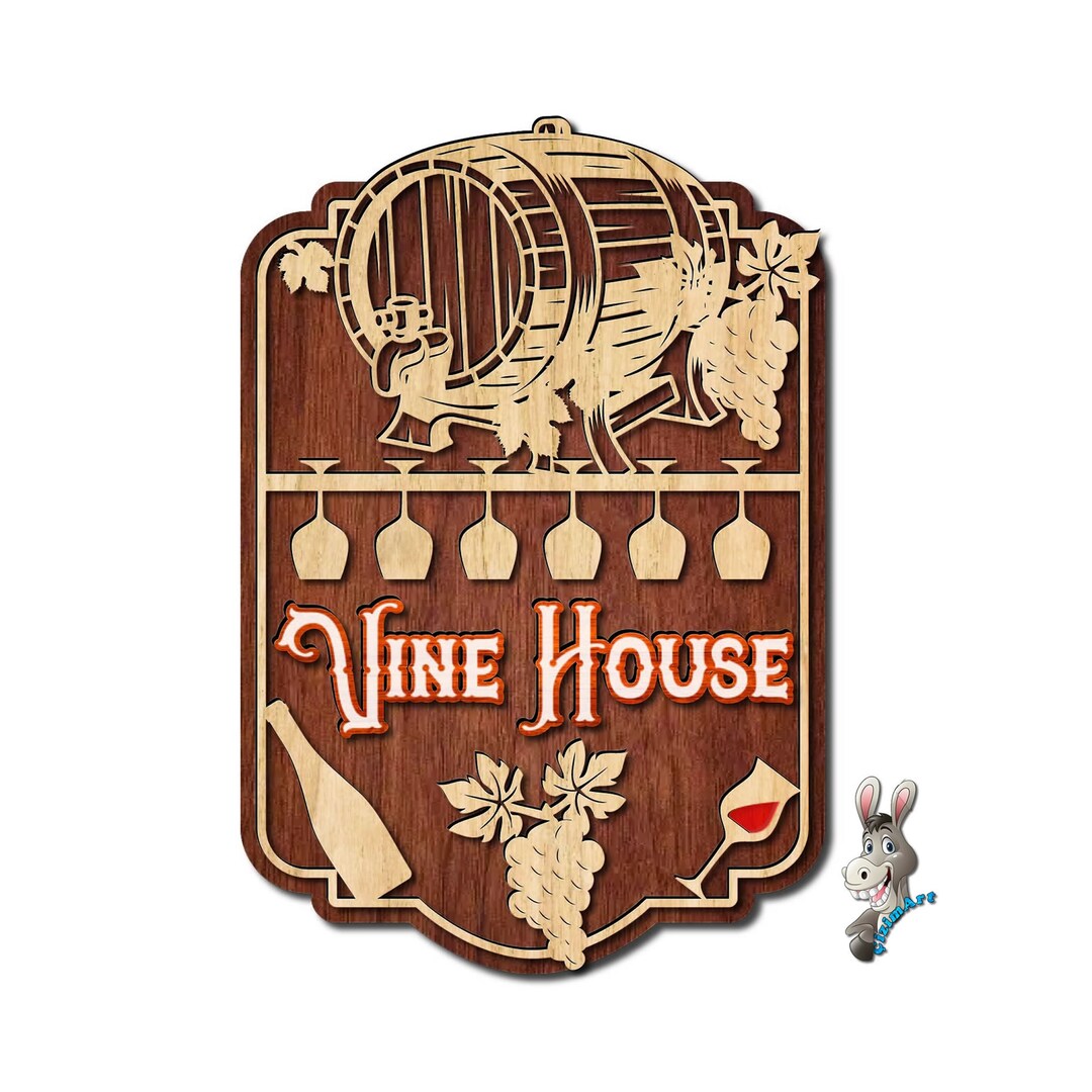 Wine House Sign Laser Cut File. Replaceable Shop Sign Laser - Etsy