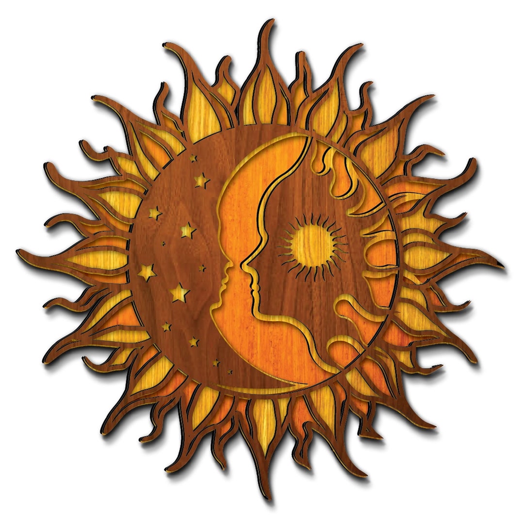 Moon and Sun Wall Art Laser Cutting File. Bohemian Moon and Sun Wall ...