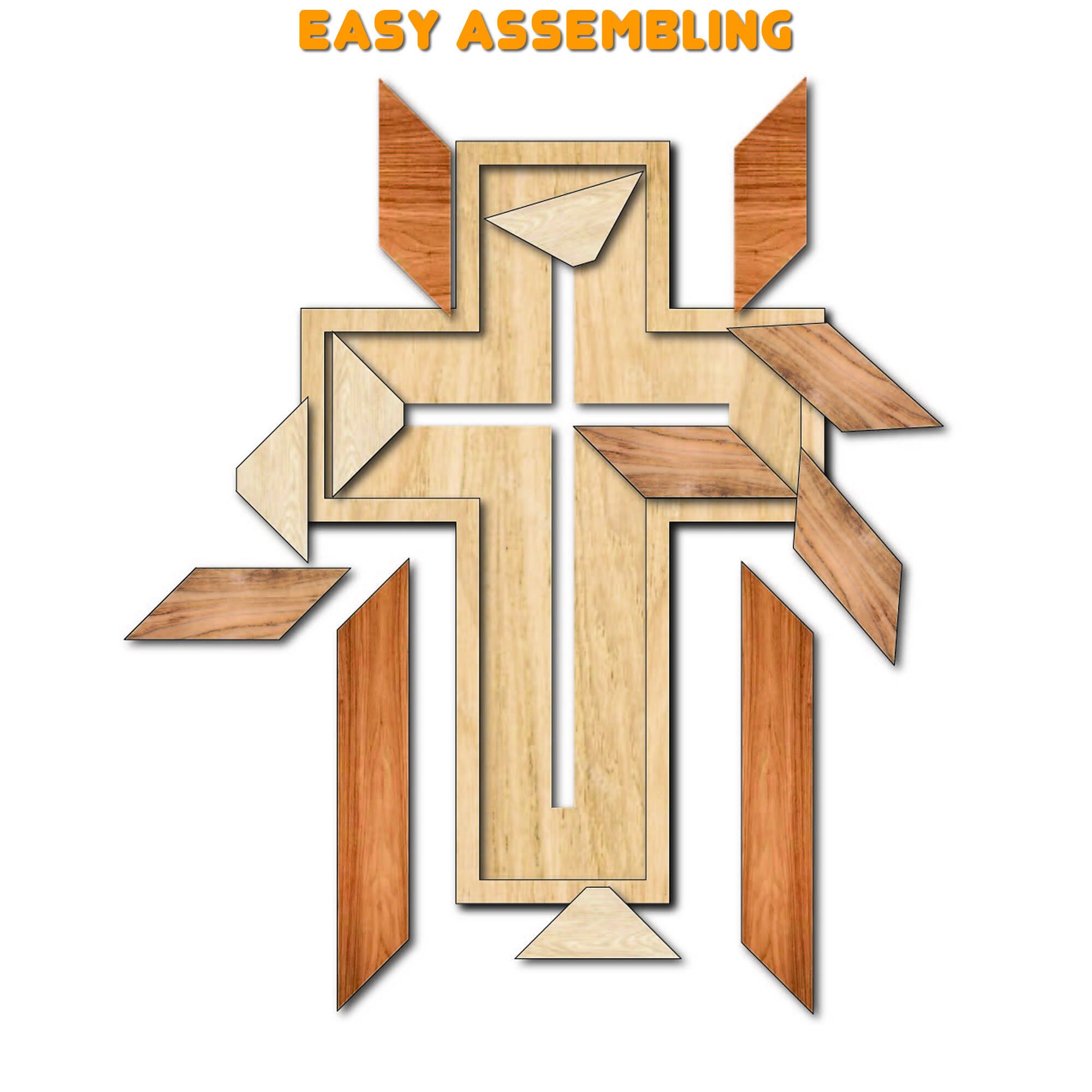 2 Layers Geometric Christian Cross, Laser Cut Files. Cross File for ...