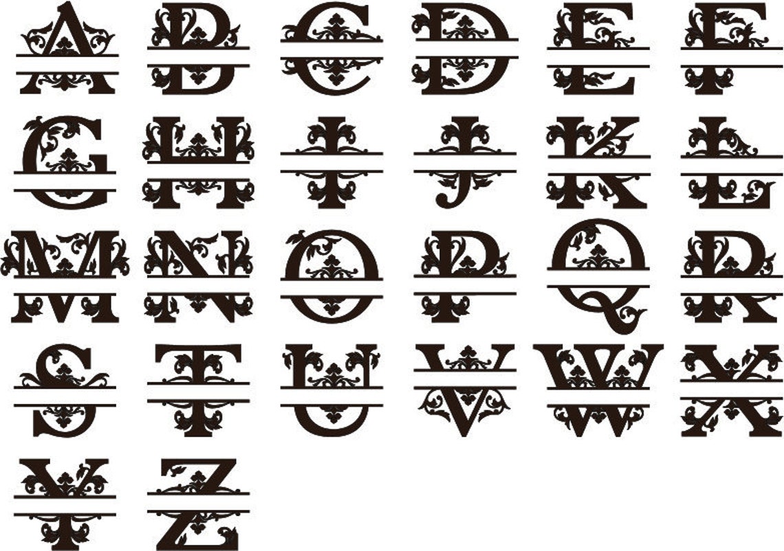 26 Font Split Monogram SVG Letters. 26 Latters Alphabet Laser - Etsy