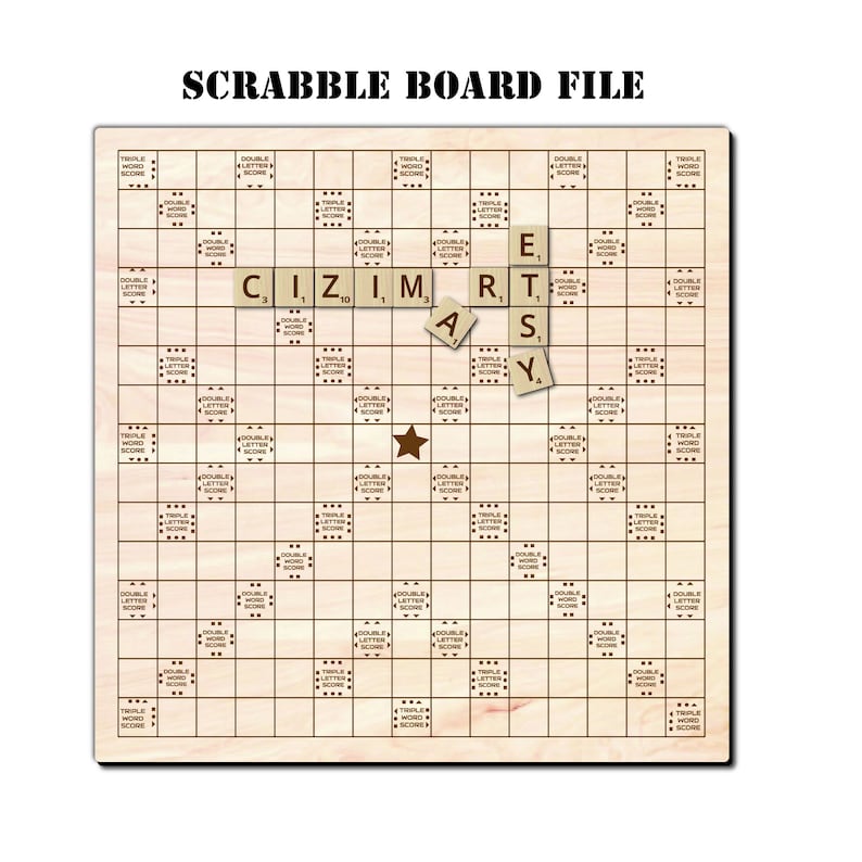 Scrabble Full Set 100 Piece + Board Laser Cutting File. Scrabble Svg ...