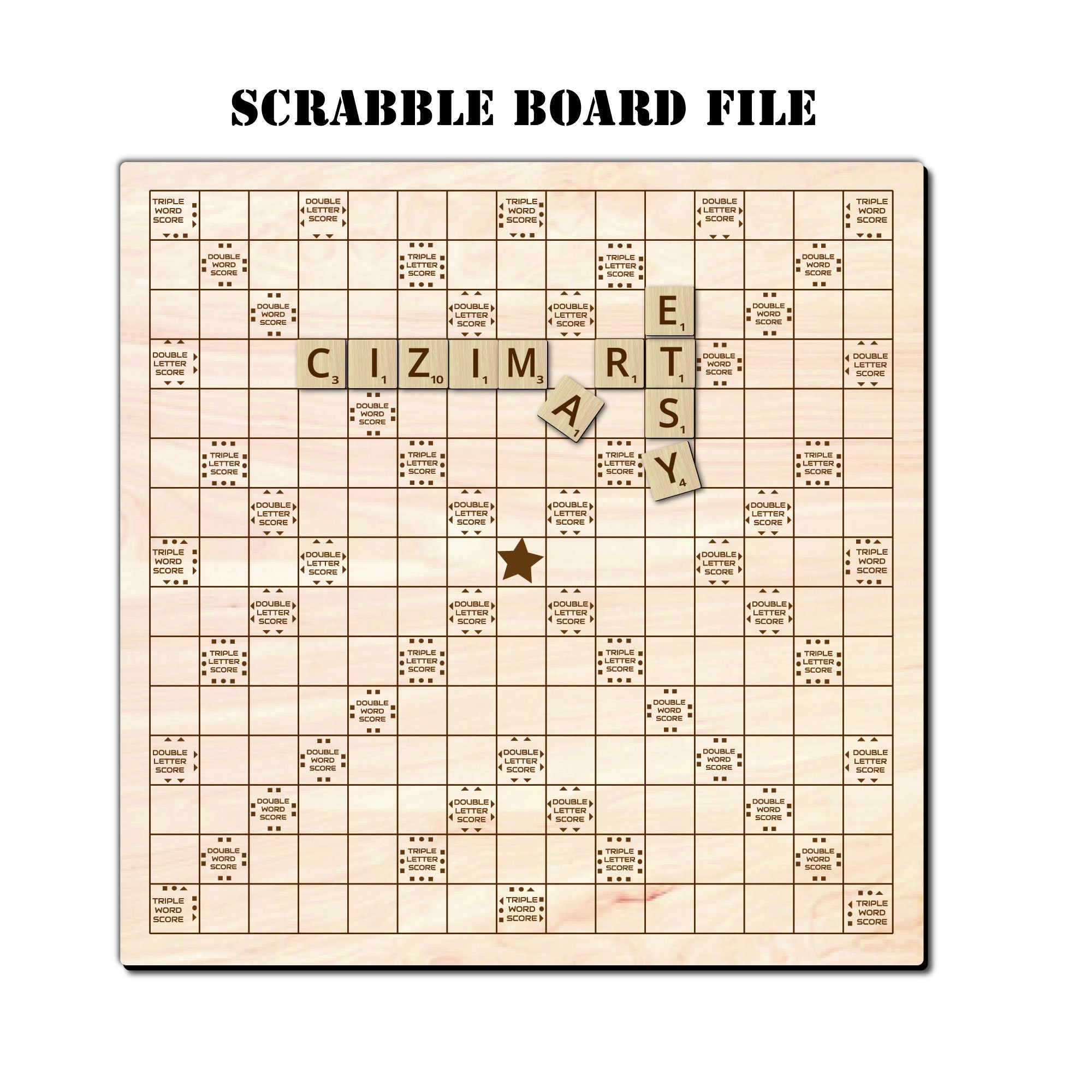 Scrabble Full Set 100 Piece + Board Laser Cutting File. Scrabble Svg ...