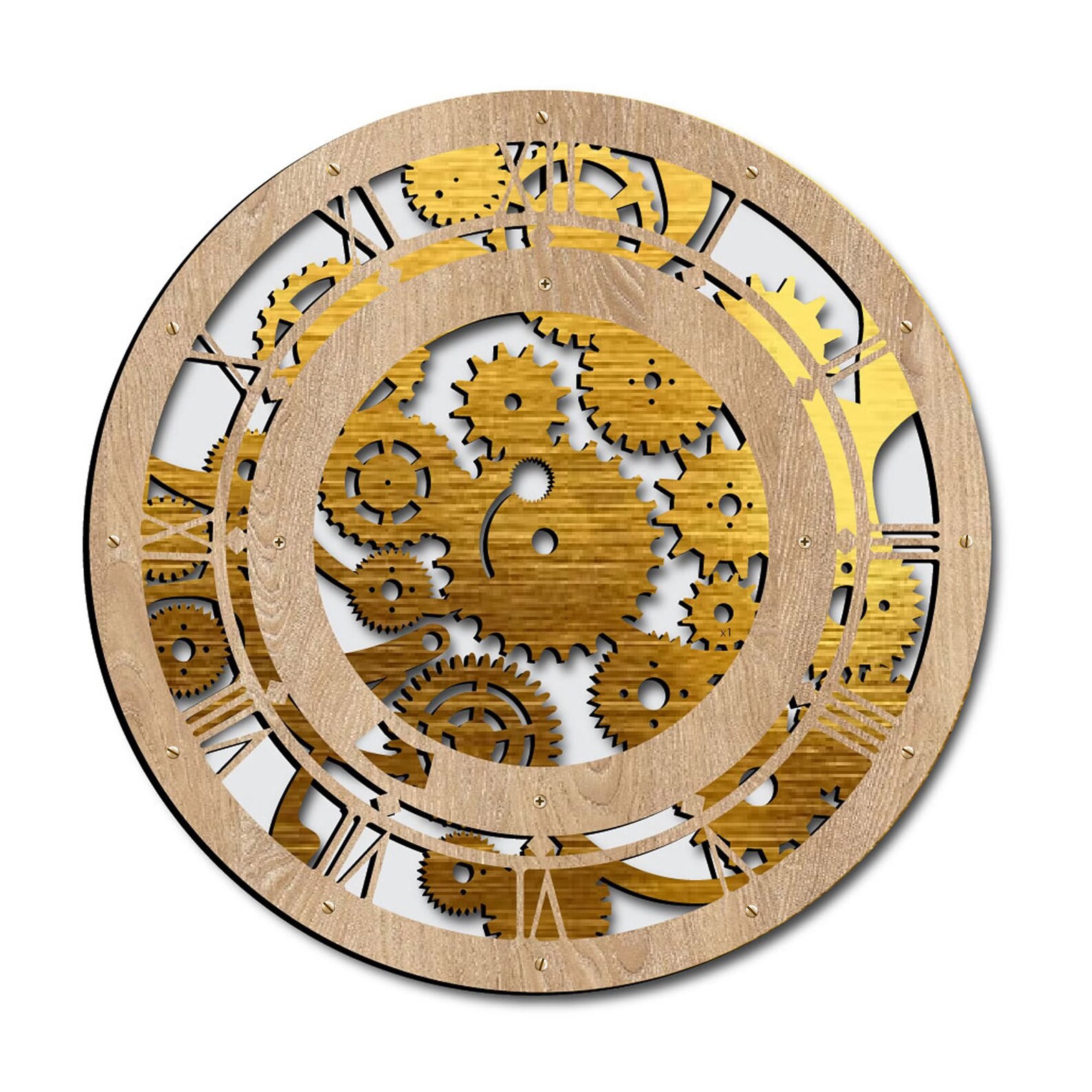 Wall Clock With Wheel Laser Cut File. Laser Cut Project Plan. | Etsy