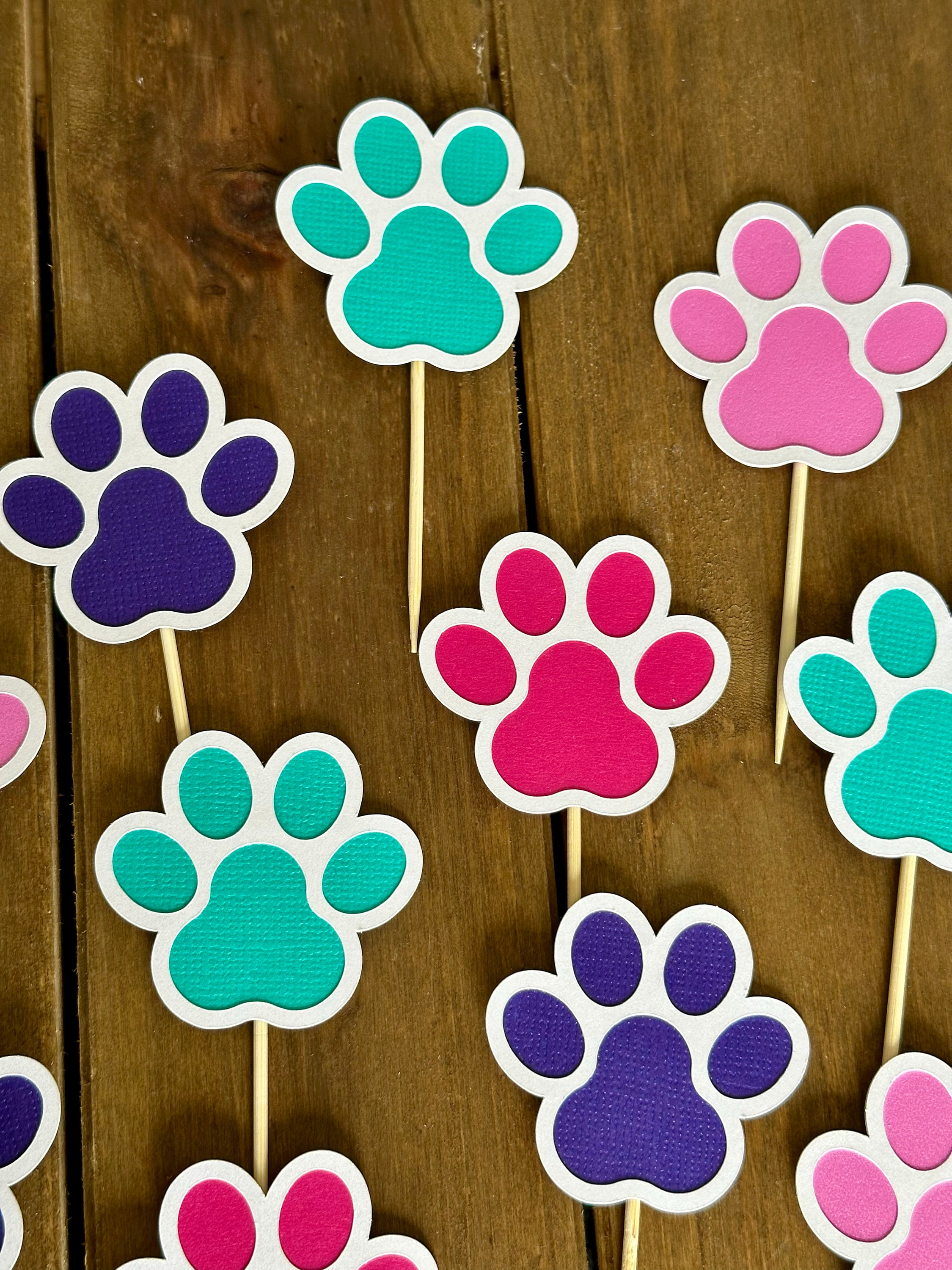Paw Print Cupcake Toppers Paw Print Decoration Puppy Party Custom ...