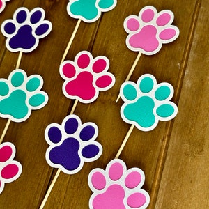 Paw Print Cupcake Toppers | Paw Print Decoration | Puppy Party | Custom ...