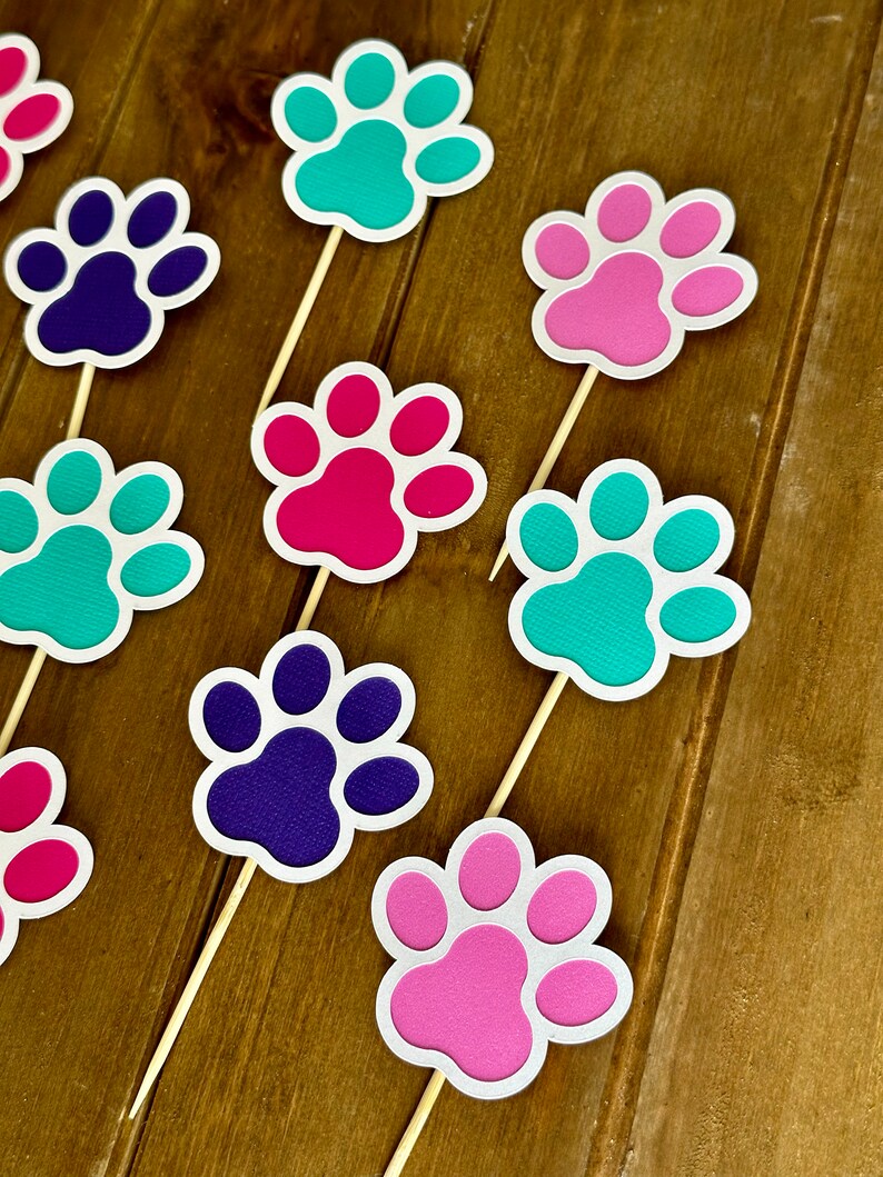 Paw Print Cupcake Toppers Paw Print Decoration Puppy Party Custom ...