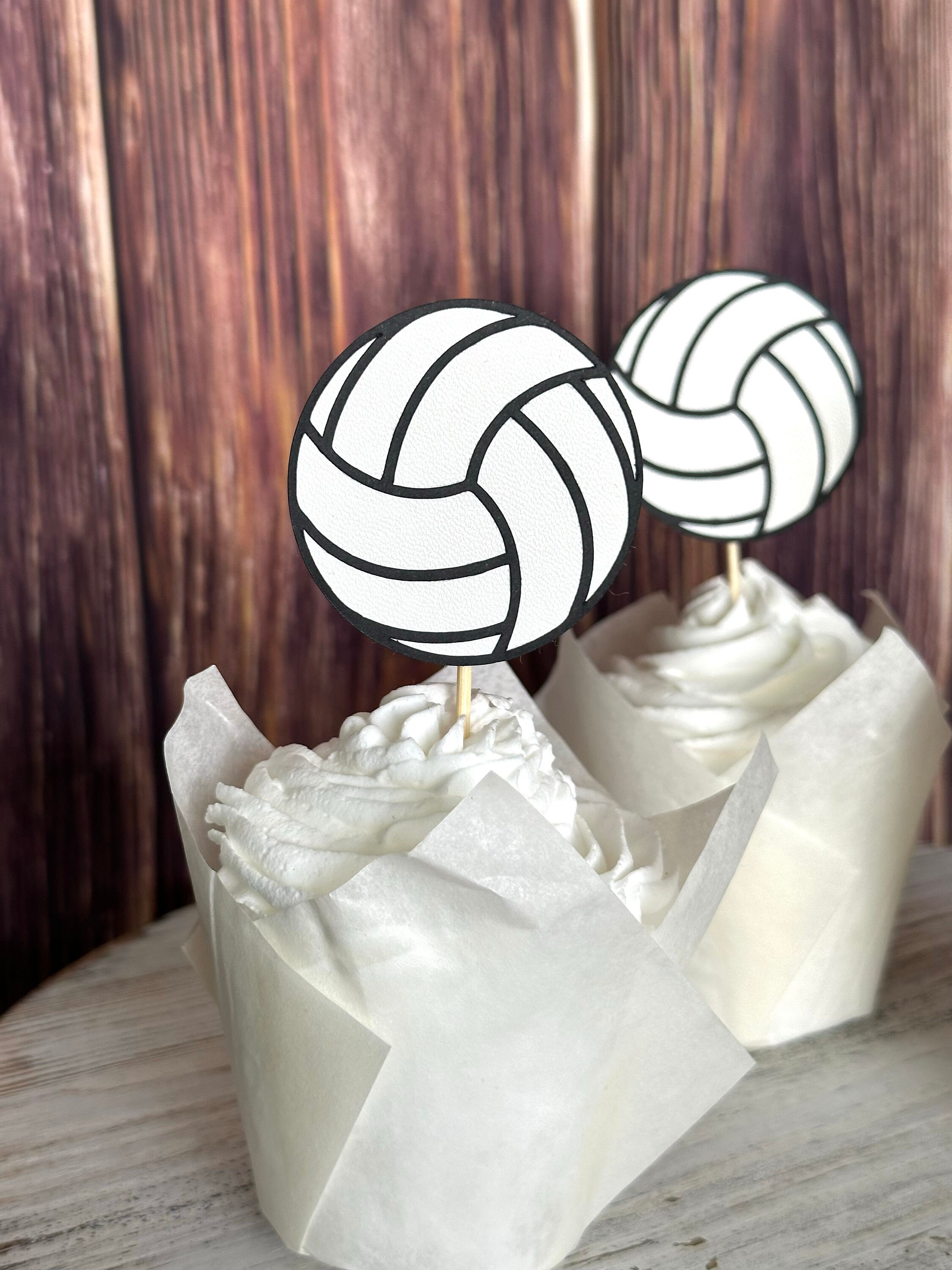 Volleyball Cupcake Toppers | Sports Birthday Party Decorations - Etsy