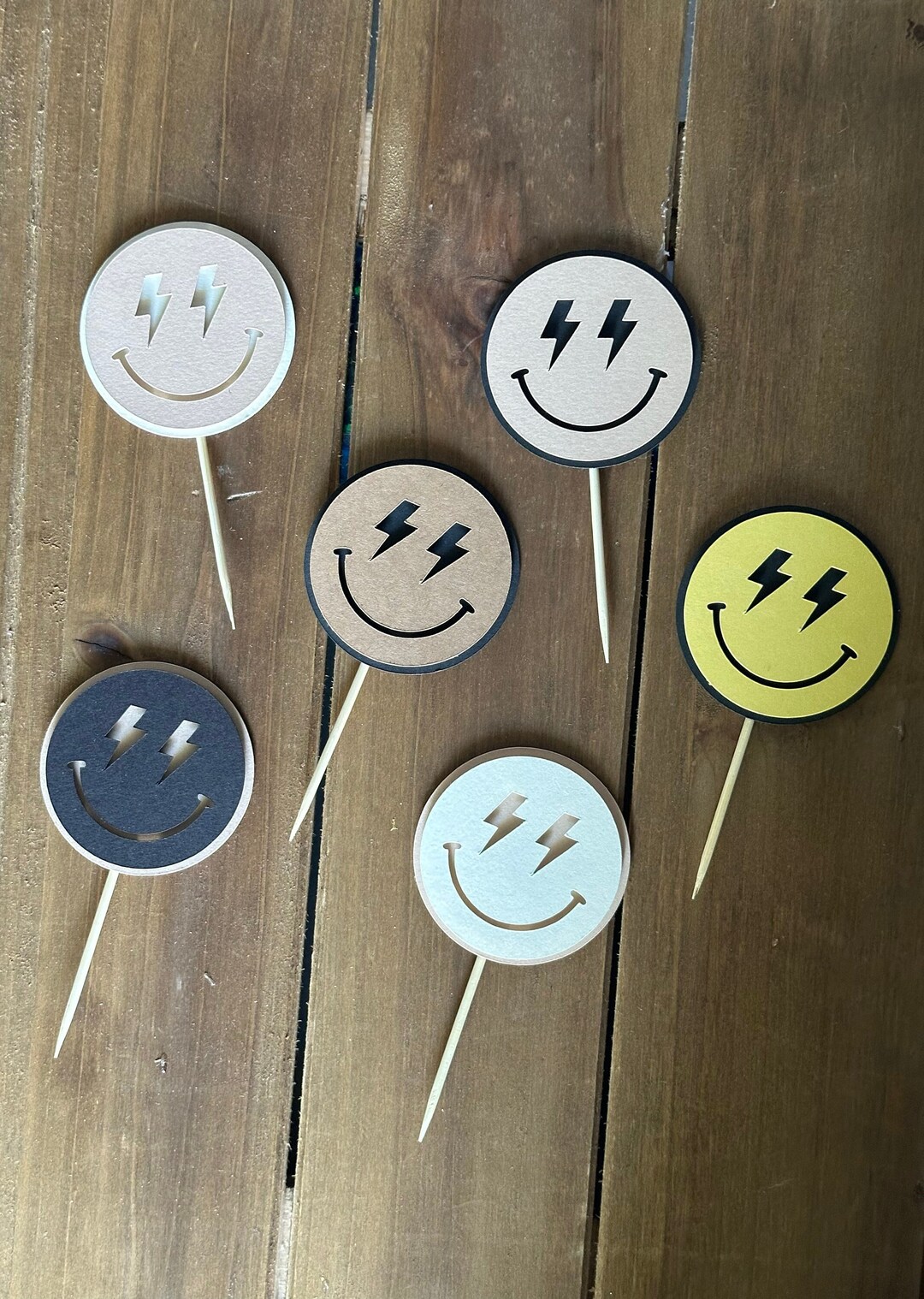 Smiley Face Cupcake Toppers | Cool Dude Birthday Party Decorations - Etsy