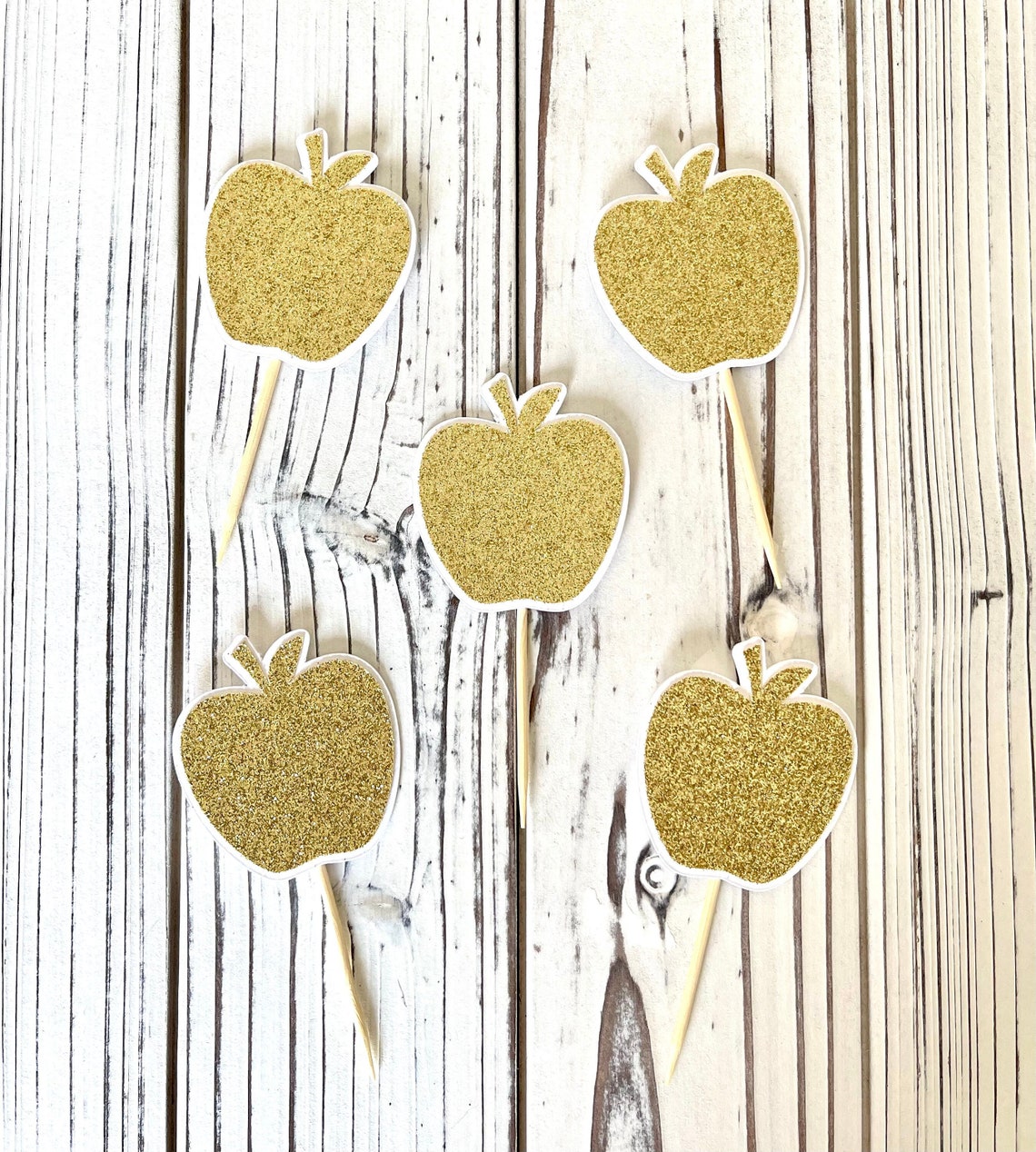 Glitter Apple Cupcake Toppers | Teacher Retirement Party - Etsy