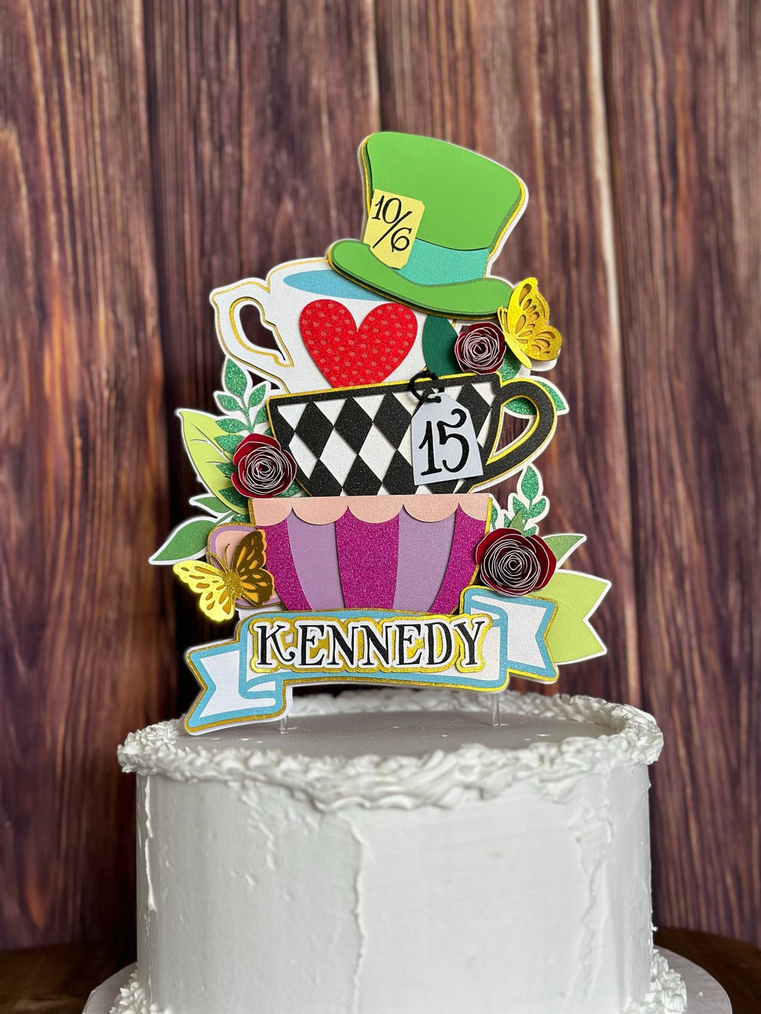 Alice in Wonderland Inspired Cake Topper Teacup Cake Topper Mad Hatter ...
