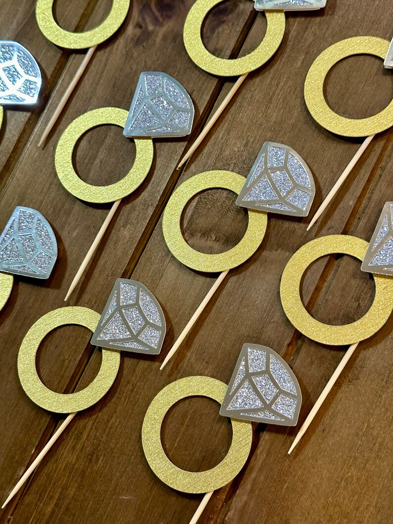 Diamond Ring Cupcake Toppers | Bridal Shower Decoration | Wedding ...