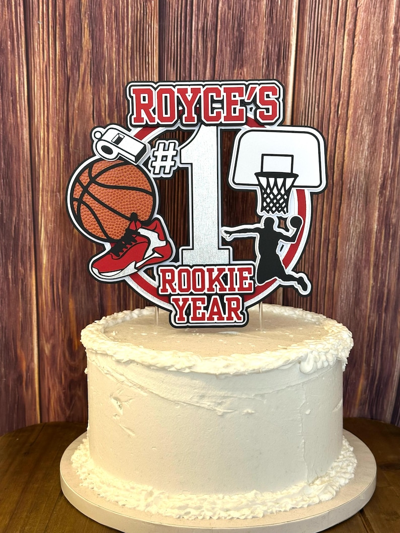 Personalized Basketball 1st Birthday Cake Topper | Rookie Year Party - Etsy