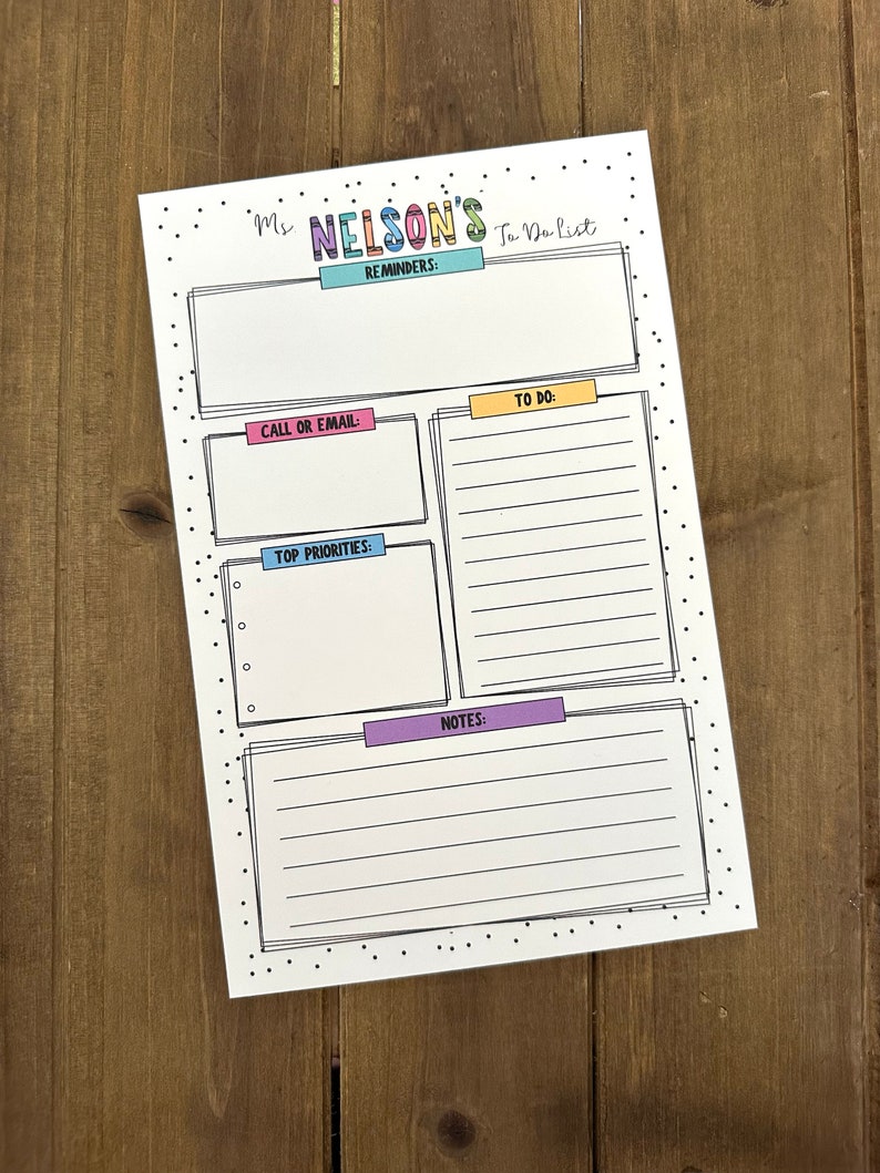 Personalized Teacher to Do List Teacher Gift Teacher Appreciation 5 1/2 ...