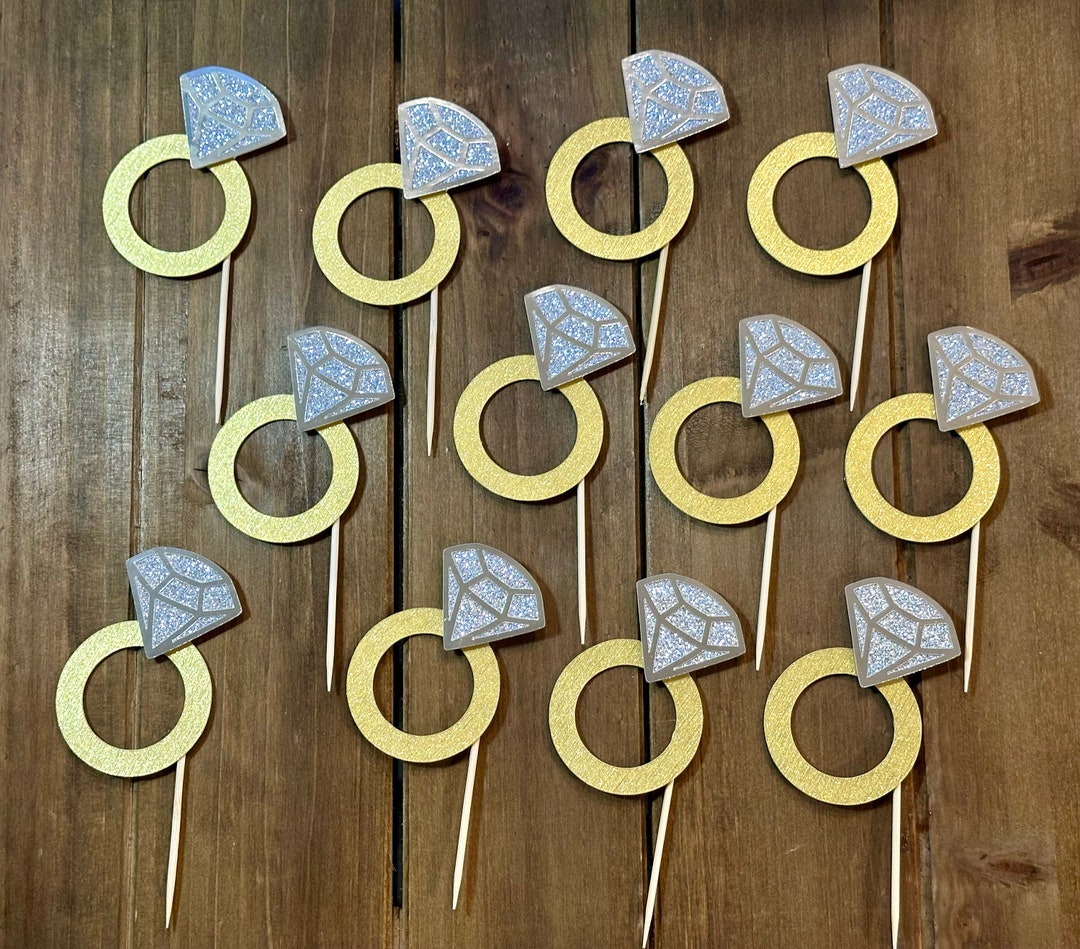 Diamond Ring Cupcake Toppers | Bridal Shower Decoration | Wedding ...