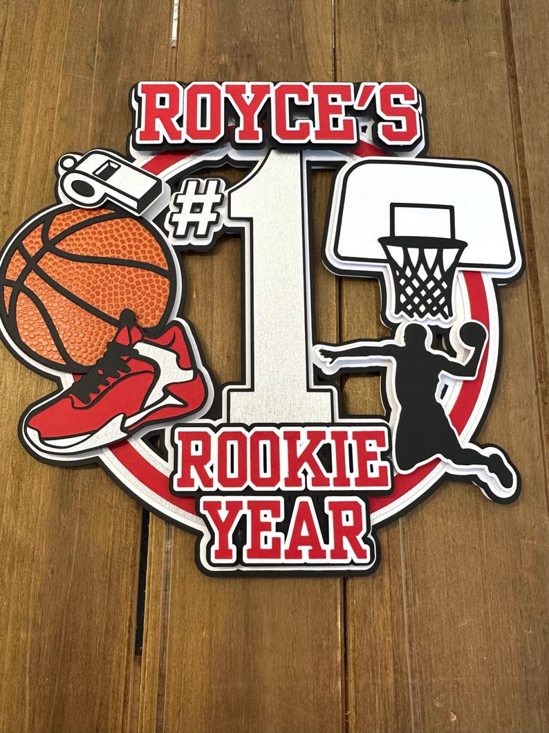 Personalized Basketball 1st Birthday Cake Topper | Rookie Year Party - Etsy