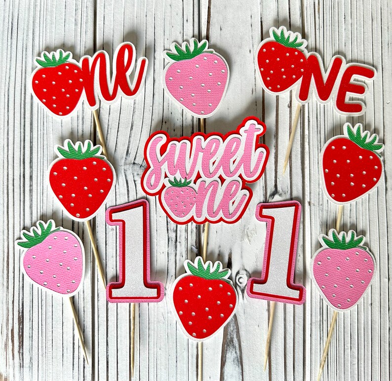 First Birthday Cupcake Toppers, Sweet One Birthday, Berry 1st Birthday ...