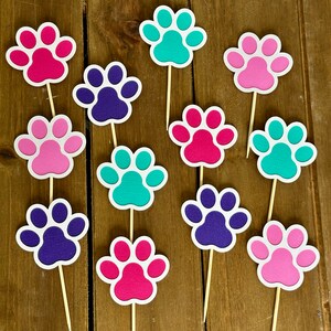 Paw Print Cupcake Toppers | Paw Print Decoration | Puppy Party | Custom ...