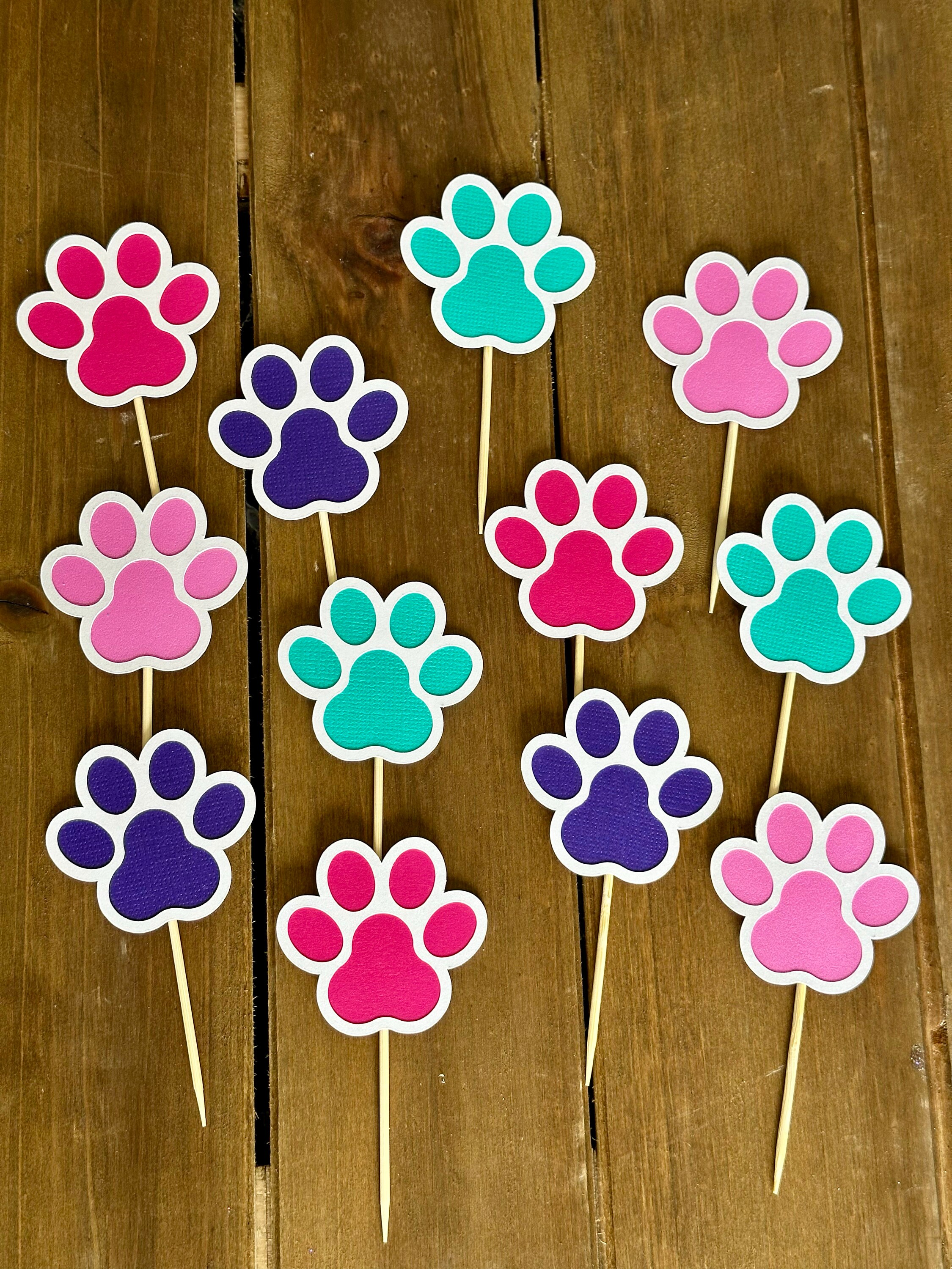 Paw Print Cupcake Toppers Paw Print Decoration Puppy Party Custom ...