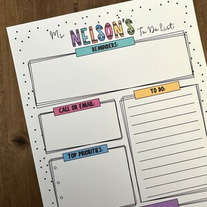 Personalized Teacher to Do List Teacher Gift Teacher Appreciation 5 1/2 ...