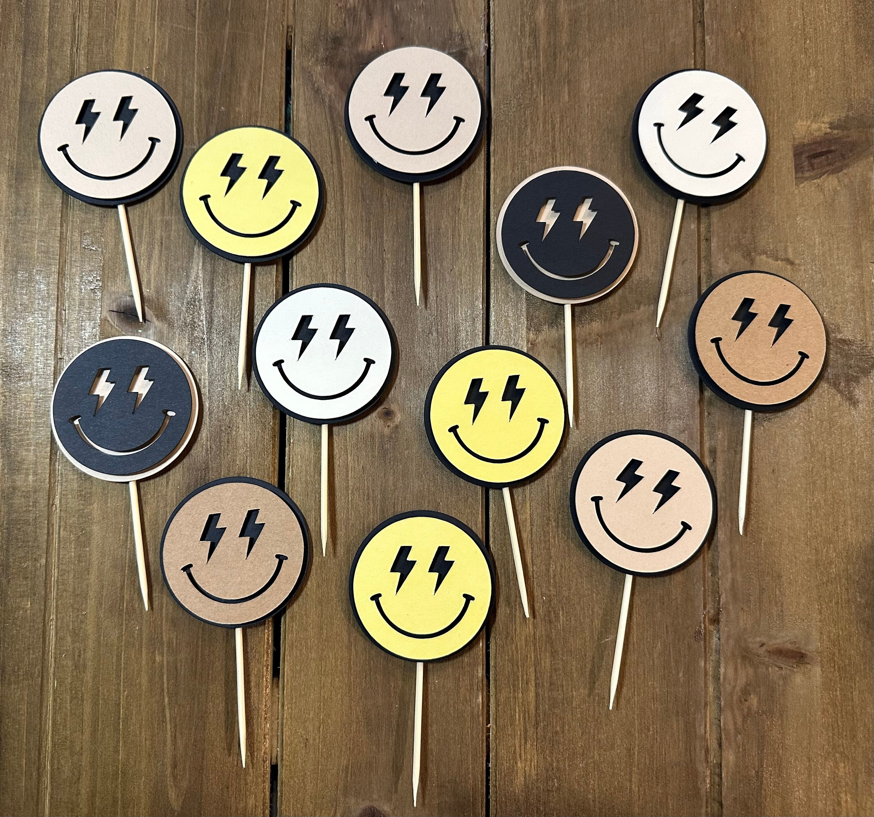 Smiley Face Cupcake Toppers | Cool Dude Birthday Party Decorations - Etsy