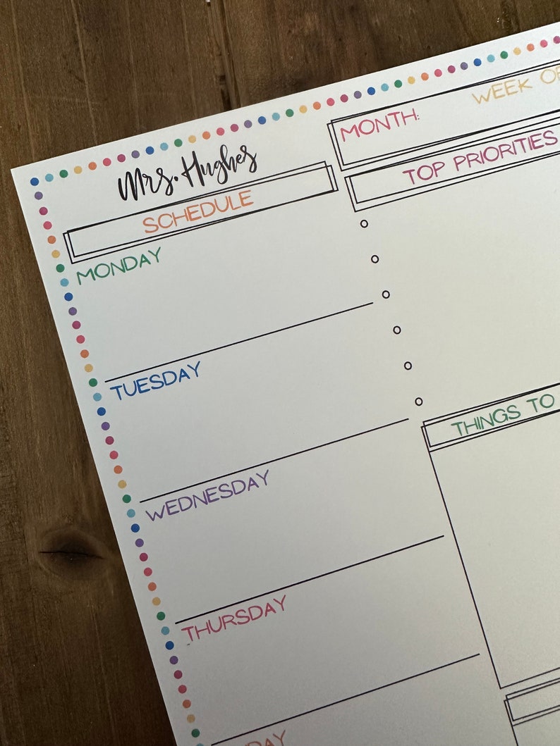 Personalized Teacher to Do List Teacher Gift Teacher Appreciation 5 1/2 ...