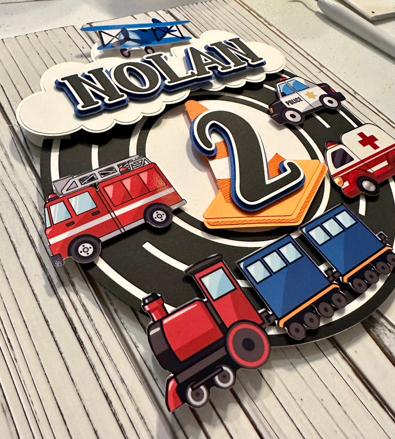 Birthday Cake Topper, Vehicles Topper, Transportation Theme - Etsy