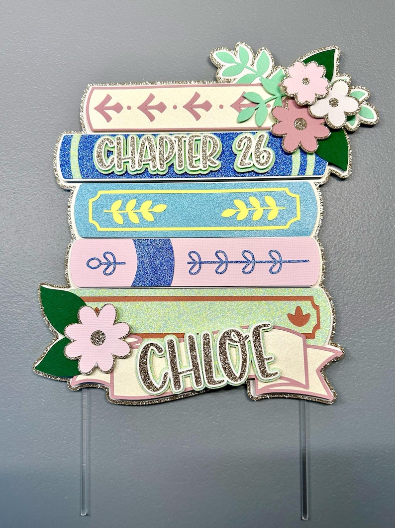 Personalized Stacked Books Birthday Cake Topper | Book Lover Party - Etsy