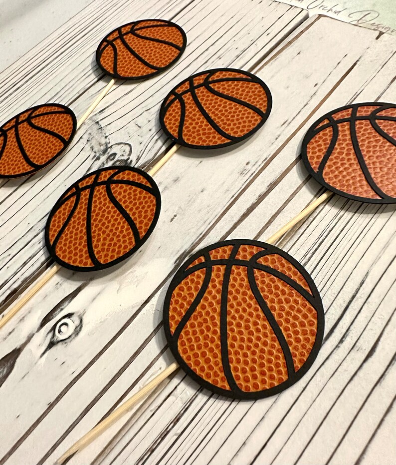 Basketball Cupcake Toppers, Basketball Party, Mini Basketball ...