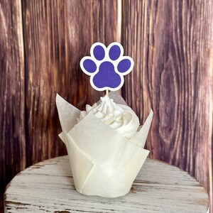 Paw Print Cupcake Toppers | Paw Print Decoration | Puppy Party | Custom ...