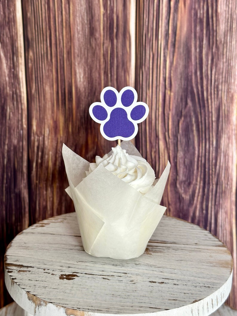 Paw Print Cupcake Toppers Paw Print Decoration Puppy Party Custom ...