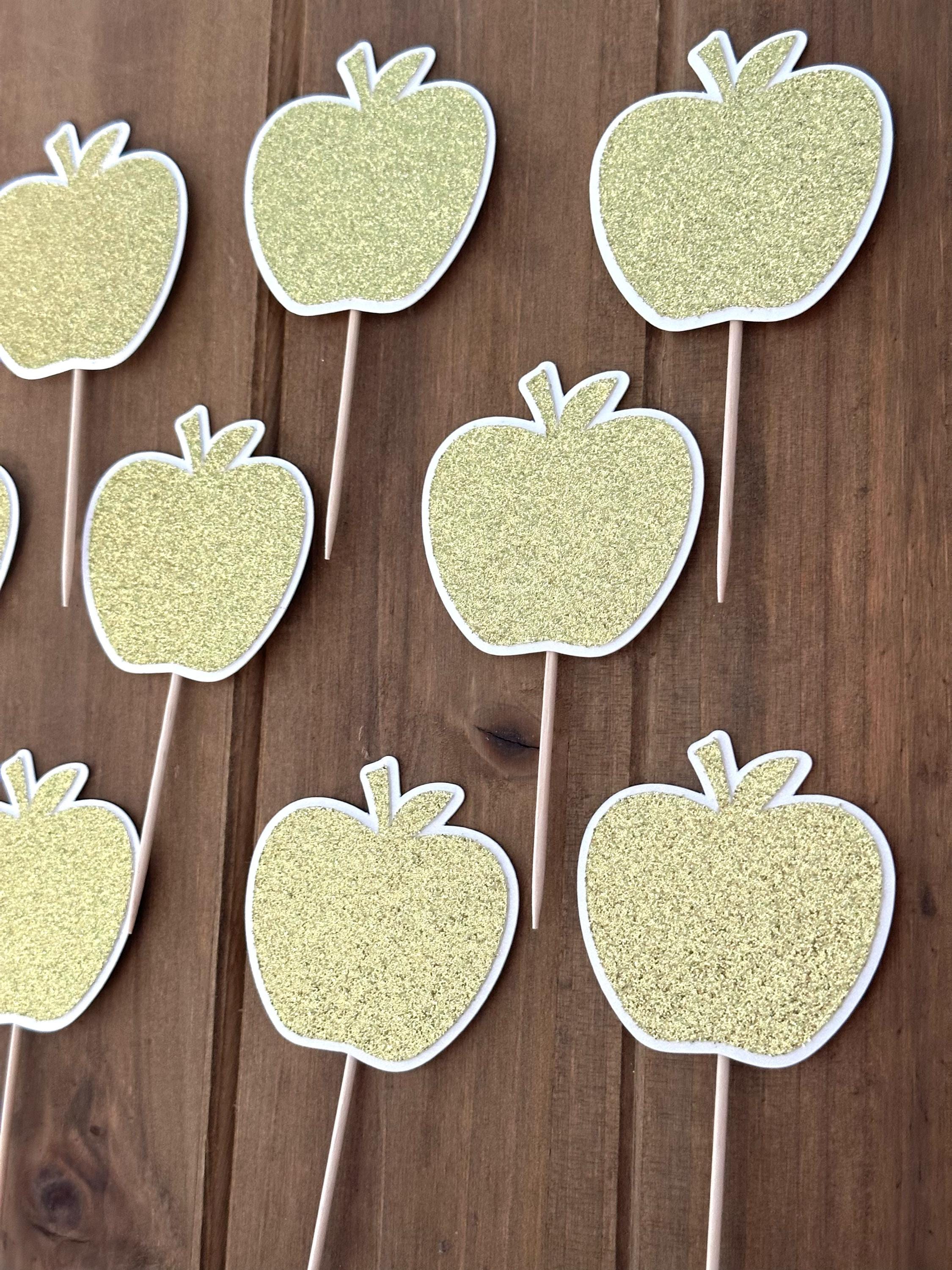 Glitter Apple Cupcake Toppers | Teacher Retirement Party - Etsy