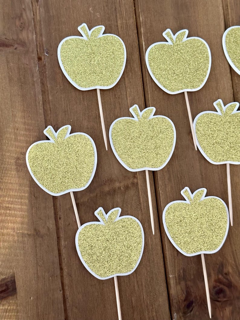 Glitter Apple Cupcake Toppers | Teacher Retirement Party - Etsy