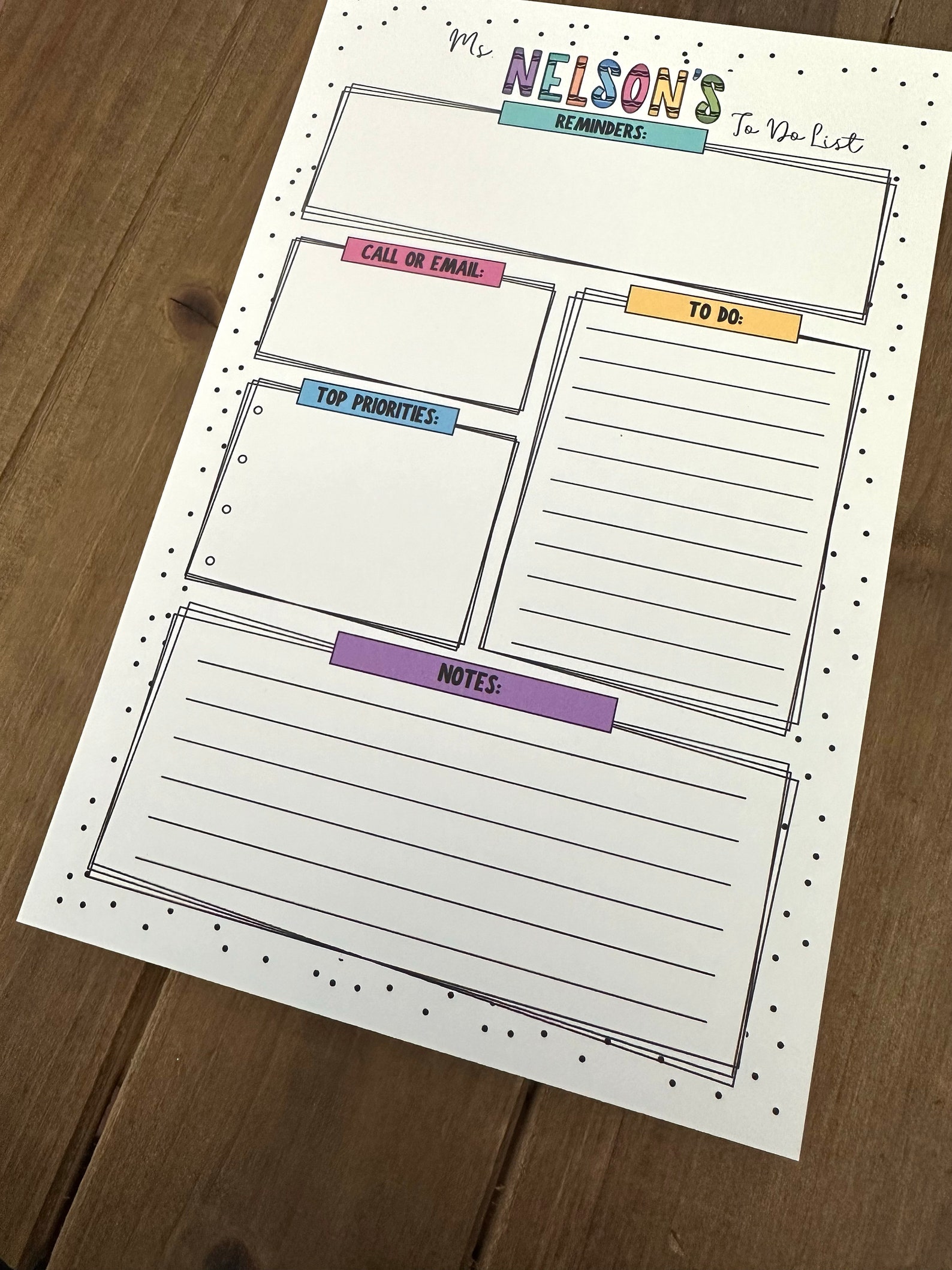 Personalized Teacher to Do List Teacher Gift Teacher Appreciation 5 1/2 ...