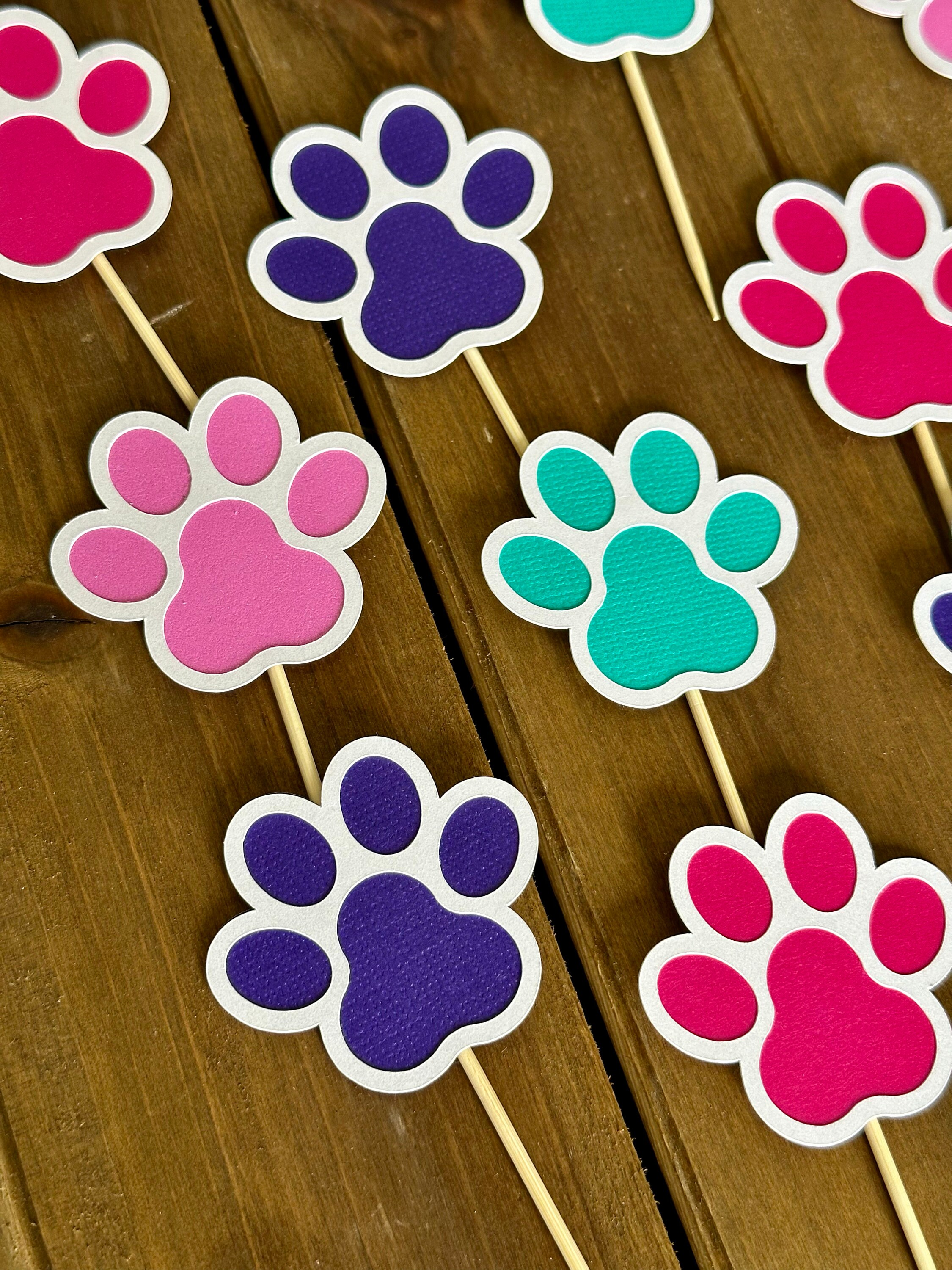 Paw Print Cupcake Toppers Paw Print Decoration Puppy Party Custom ...