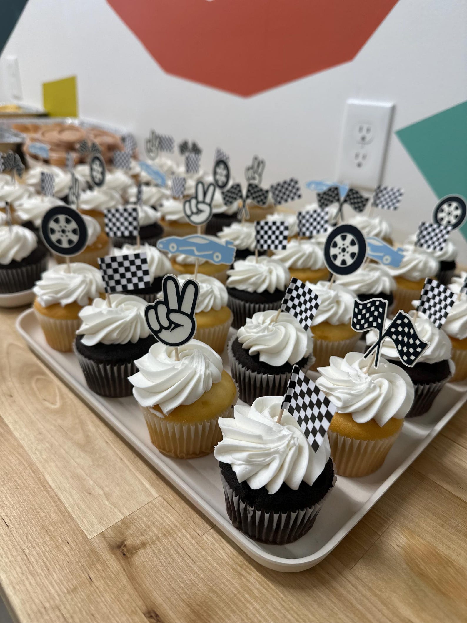 Race Car Cupcake Toppers | Checkered Flag Birthday Party Decor - Etsy
