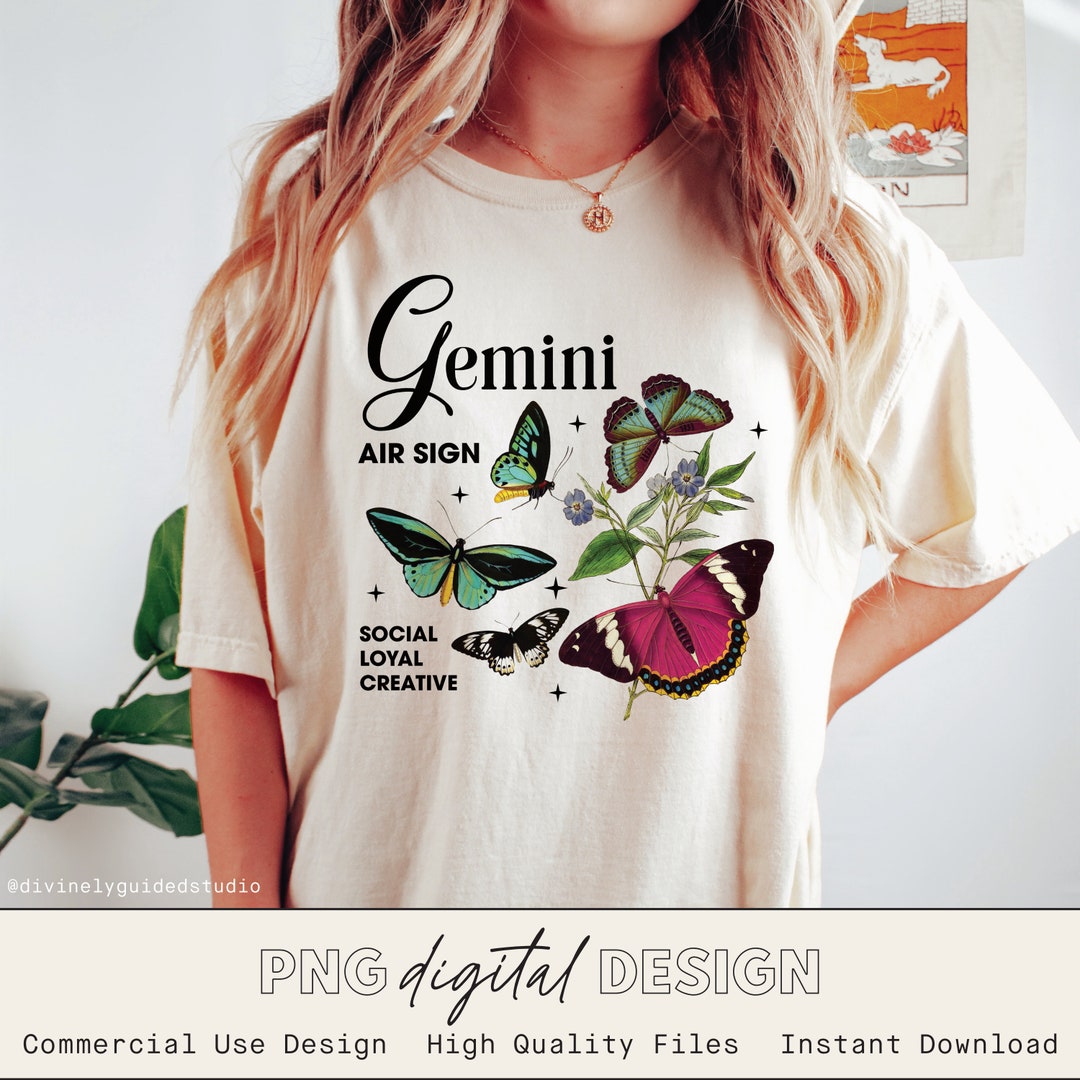 Gemini Info Butterflies Sublimation PNG File Spiritual Cricut DTF ...