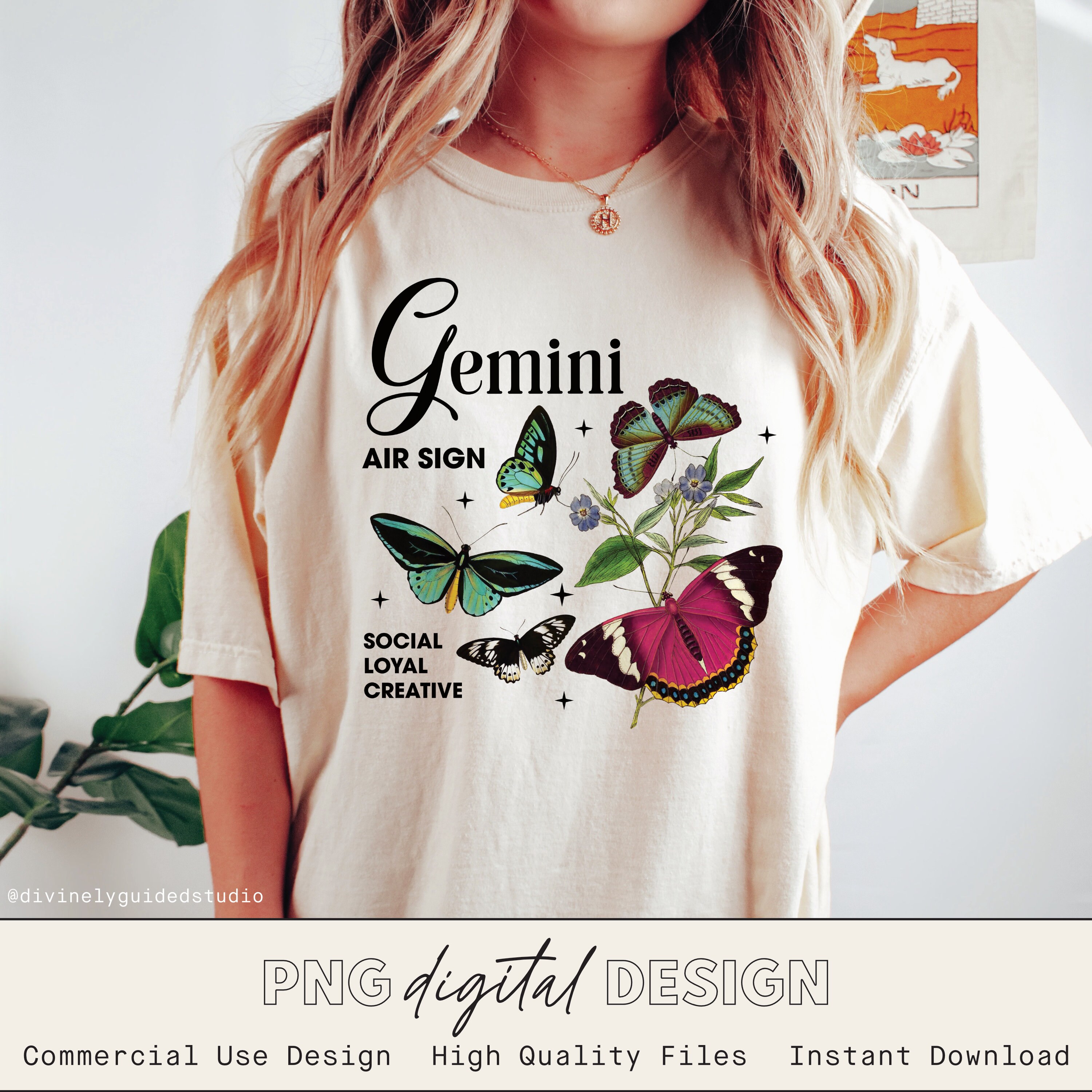 Gemini Info Butterflies Sublimation PNG File Spiritual Cricut DTF ...