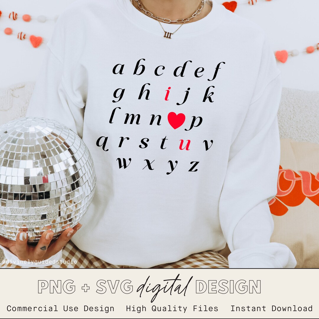 Abc I Heart You PNG SVG Digital Designs Instant Download DTF Love ...