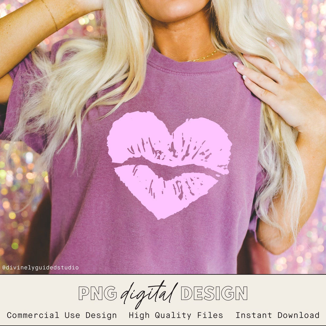 Baby Pink Heart Lips | Valentine’s Day | PNG Digital Designs | DTF ...