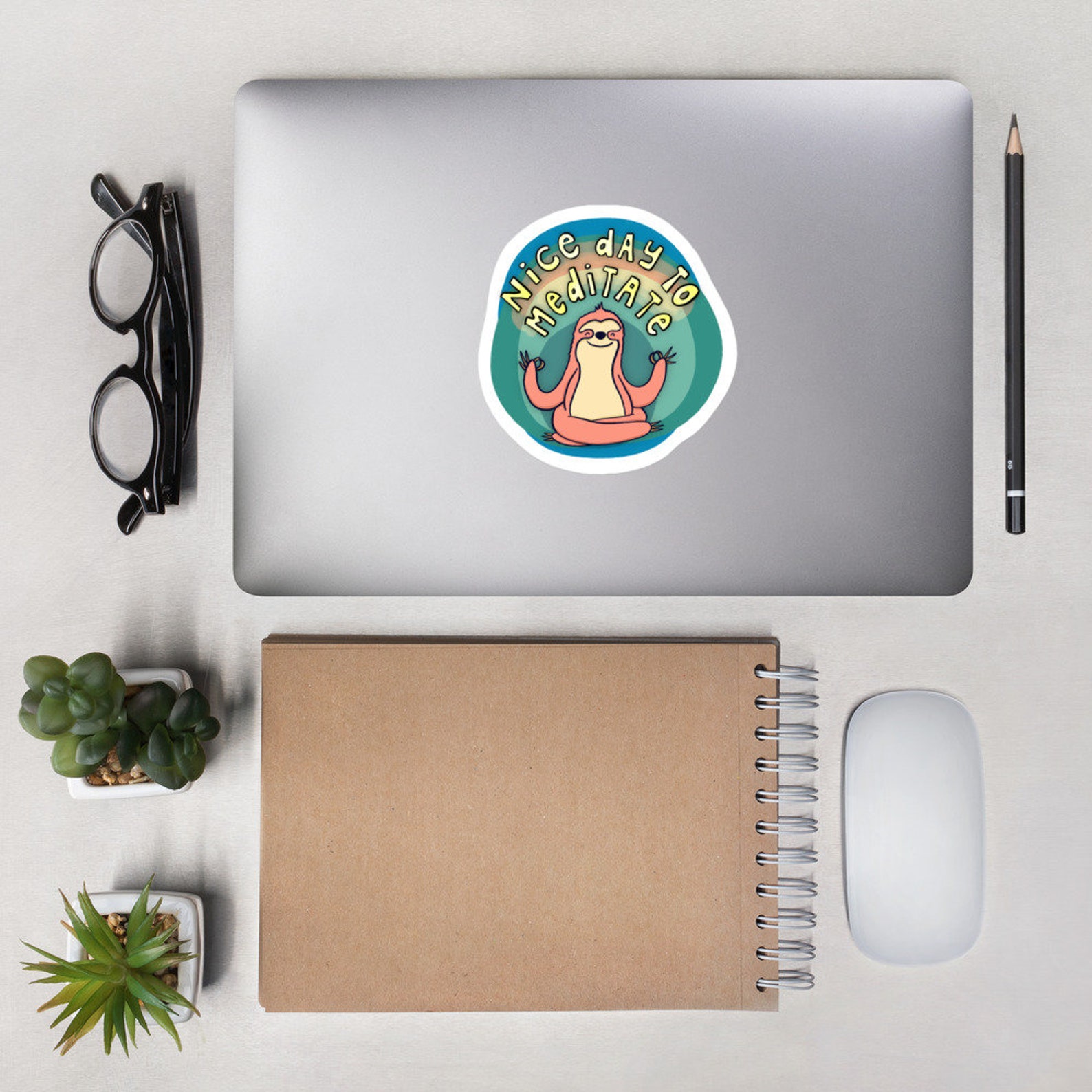 Meditating Sloth Sticker Nice Day to Meditate Sloth Yoga - Etsy