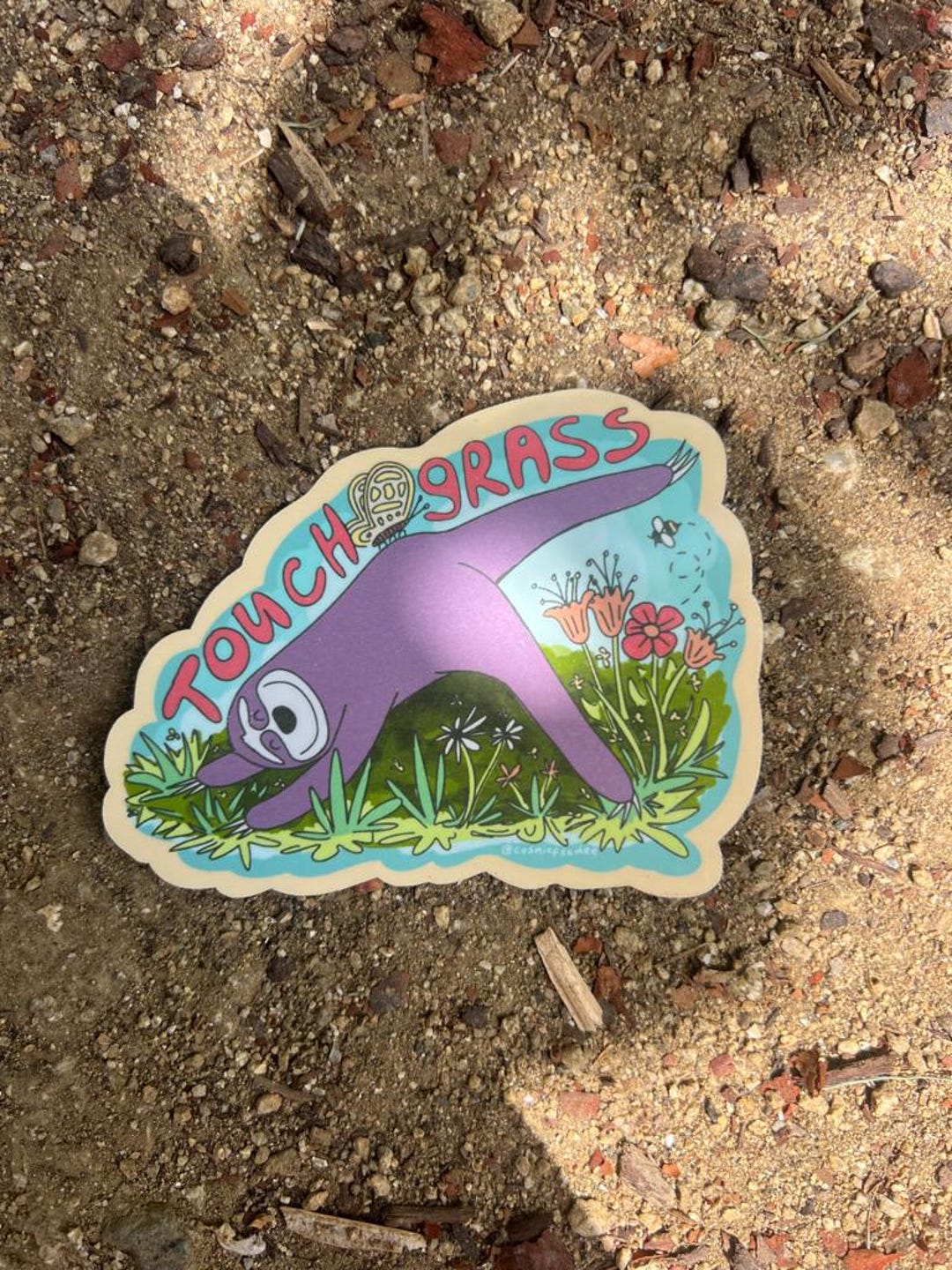 Touch Grass Sloth Sticker: Funny Nature Humor, Waterproof Vinyl - Etsy